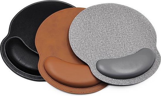 Muismatten - muismat zwart ergonomisch met polssteun - pu-leer ...