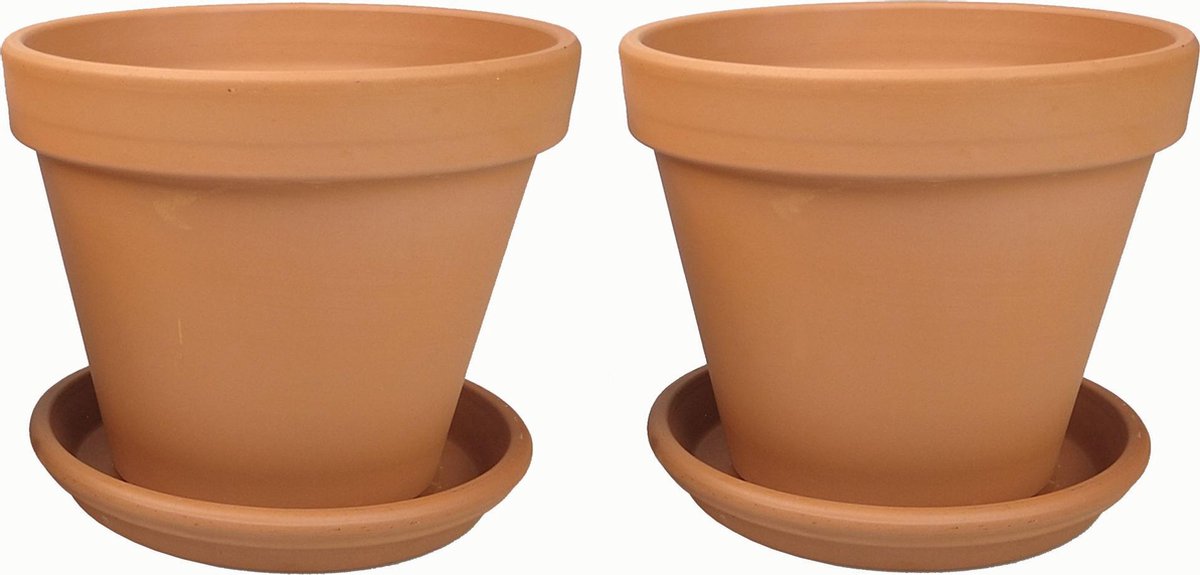 Plantenwinkel Terracotta bloempotten 40 cm met schotel duo set | bol.com
