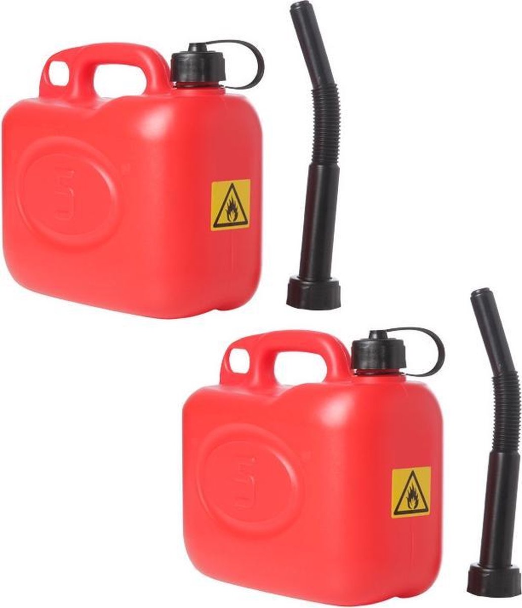 2x bidons / réservoirs essence 5 litres rouge - Pour diesel et essence ...