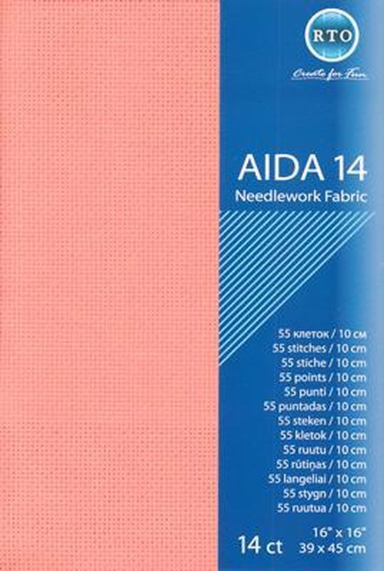 Borduurstof Aida 14 count - Pink Salmon - RTO | bol
