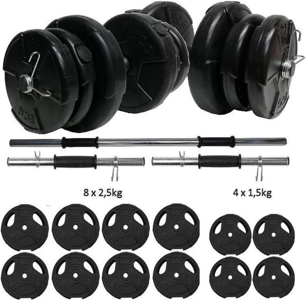 ECGSPOR Halterset / Dumbbell Set / Gewichten Set - 26 kg - Zwart | bol.com