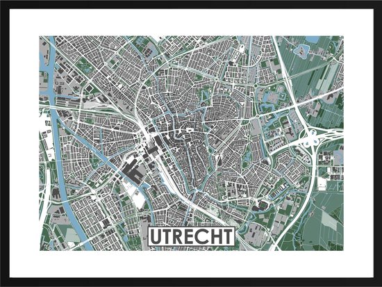 Utrecht - stadskaart | Inclusief strakke moderne lijst ...