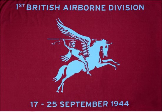 Airborne vlag met tekst: 1st British Airborne Division 17-25 september ...
