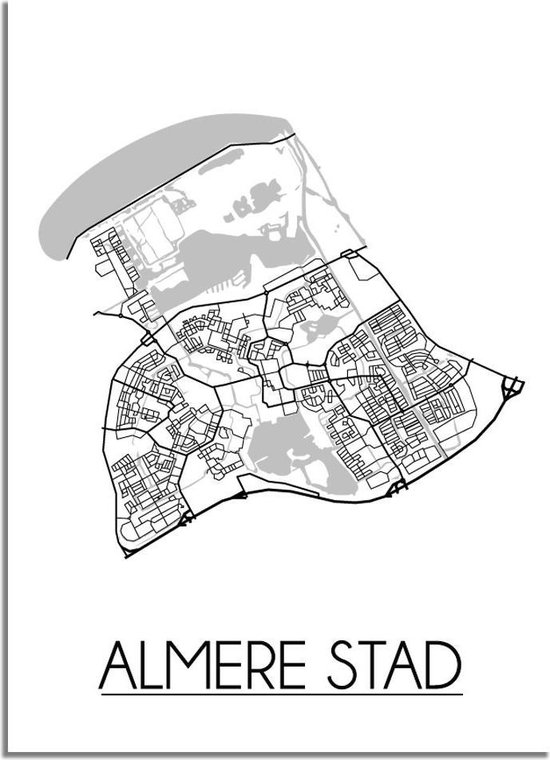 Almere stad Plattegrond poster A4 poster (21x29,7cm) - DesignClaudShop ...