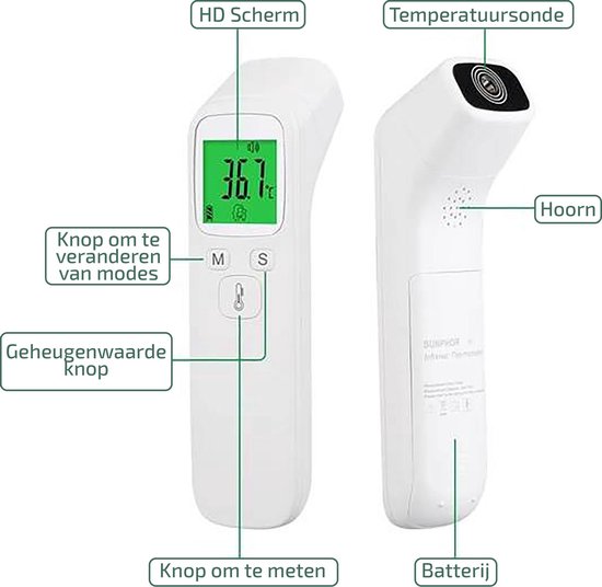 Storebyfour.com® Digitale Infrarood Thermometer - Lichaam ...