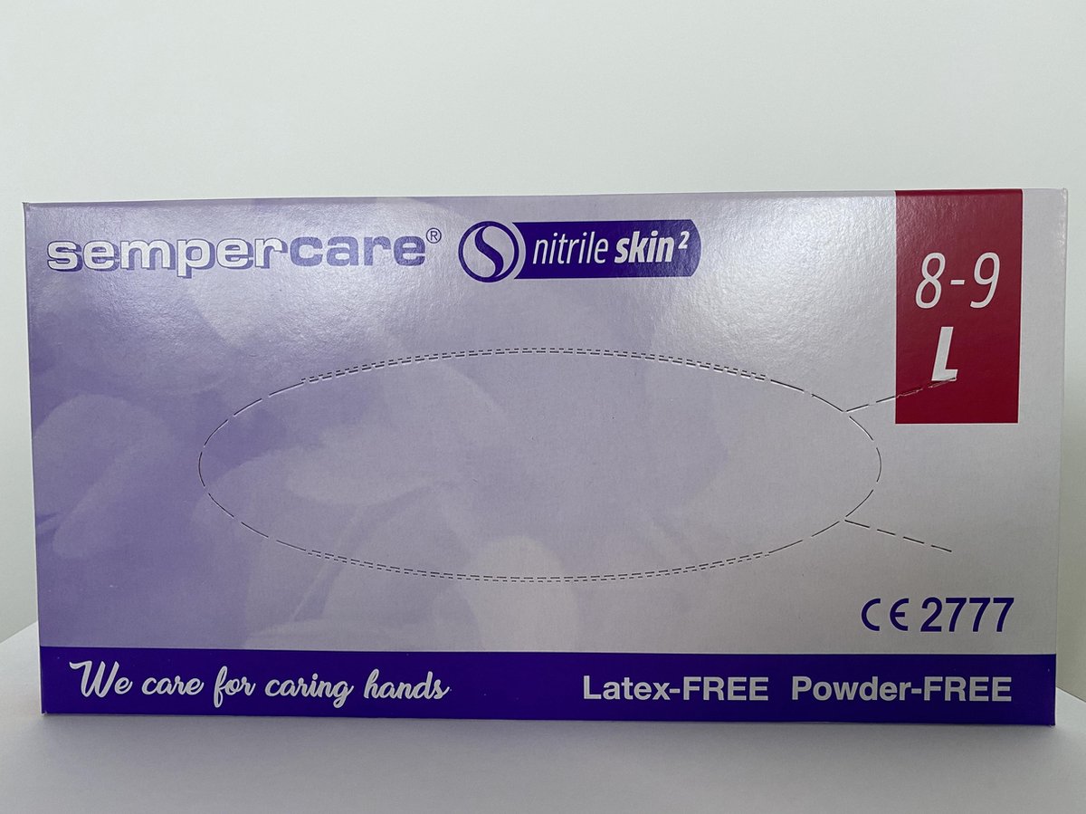 Sempercare “skin2” blauwe nitril wegwerp handschoenen, poedervrij, Large, 200 stk | bol.com