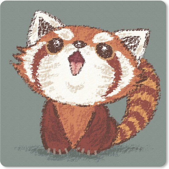 Muismat - tekening van een rode panda die roept - 20x20 | bol.com