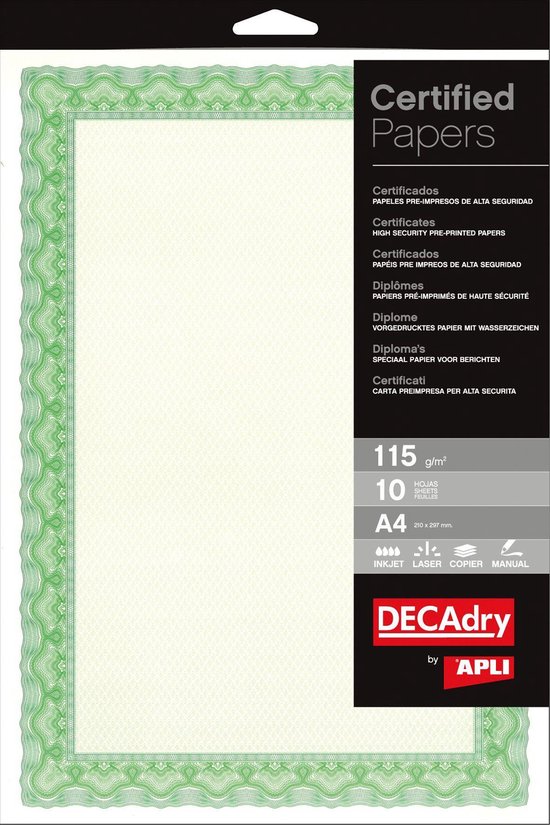 Decadry - Certificaat / Diplomapapier A4 Schelp smaragdgroen - 25 vel | bol