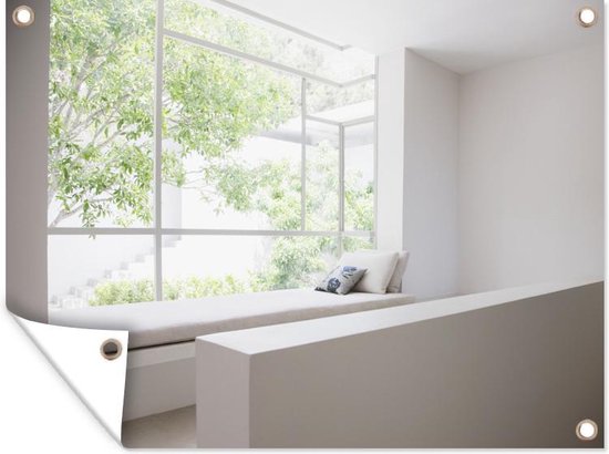 Tuin decoratie Afbeelding van witte muren en een groot raam - 40x30 cm ...