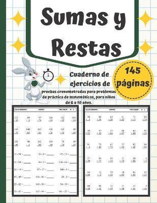 Cuaderno de ejercicios de Sumas y Restas, 145 paginas, pruebas ...