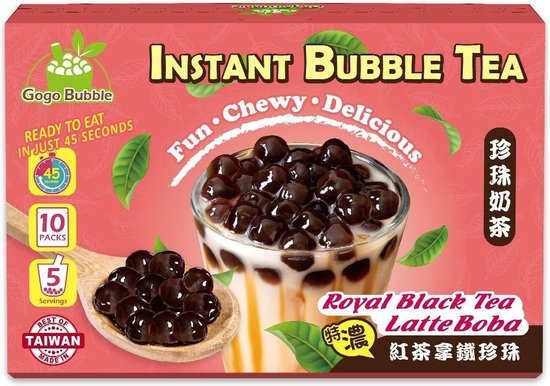 Gogo Bubble Royal Black Tea Latte Boba Instant Bubble Tea Kit (5 / Pack ...