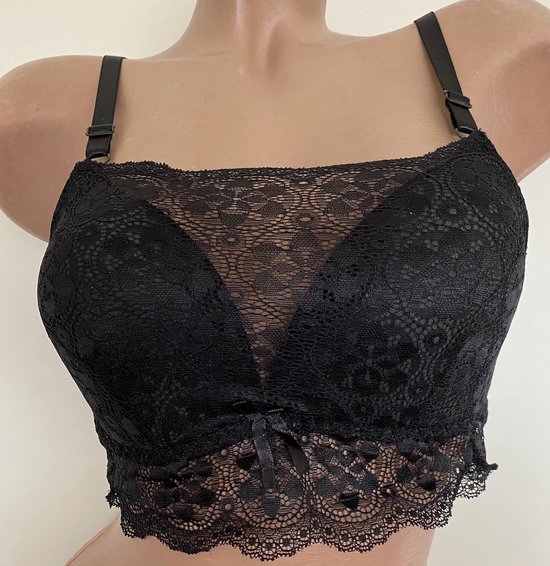 Dames BH voorgevormd zonder beugel bedekt met kant 65B/70A zwart | bol.com