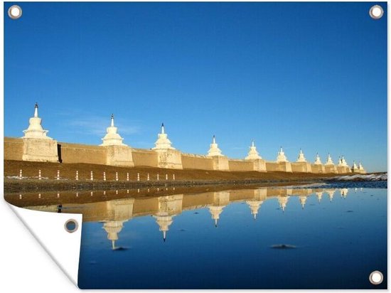 Muurdecoratie buiten De muur rond het Erdene Zuu klooster in Azië met ...