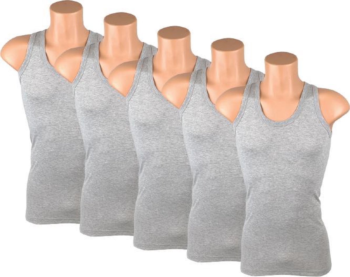 5 stuks Heren onderhemd - Regular - 100% katoen - Grijs - Maat L | bol