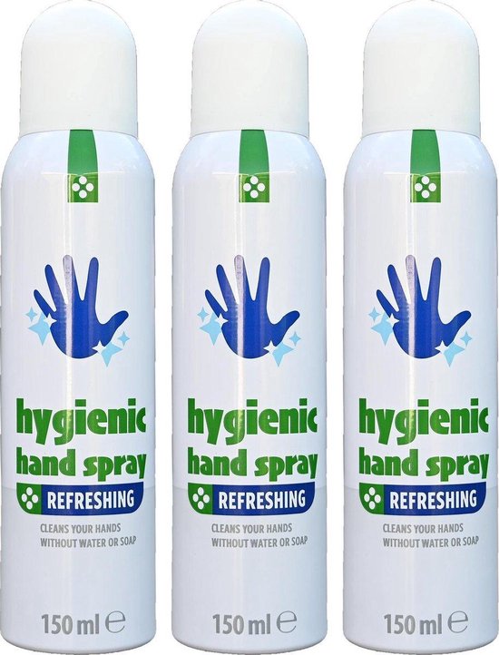 3 x Hygiënische handspray - Schone handen zonder water en zeep - Spray ...