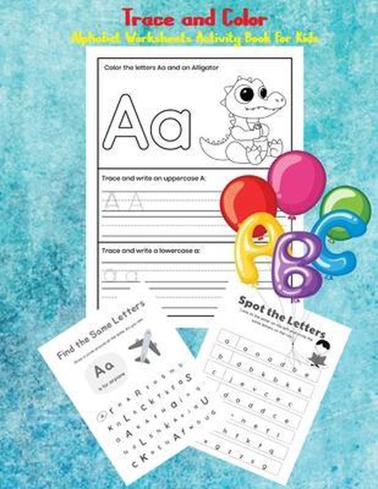 Trace and Color Alphabet Worksheets Activity Book For Kids, Peyton Fun ...