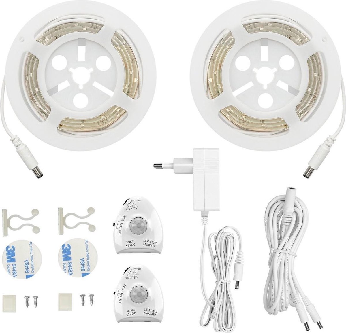 Bed/kast/trap verlichting - 2 LED strip met bewegingssensoren dimbaar ...