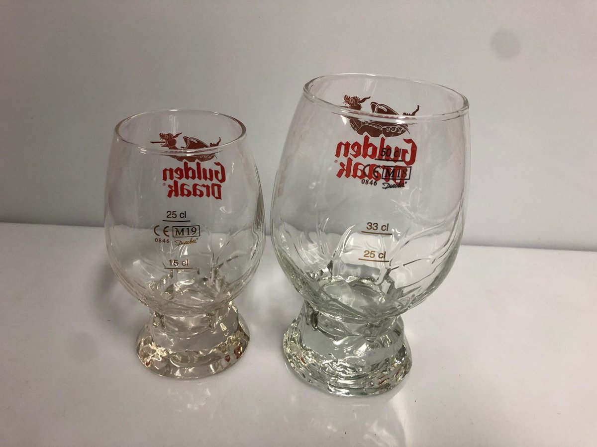 Gulden draak bierglas set 2 verschillende bierglazen maatstreep op 15 ...