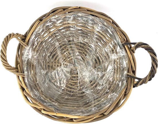WDMT™ Rattan mand | ø 39 cm | Gevoerd | Met handvaten | Rond ...