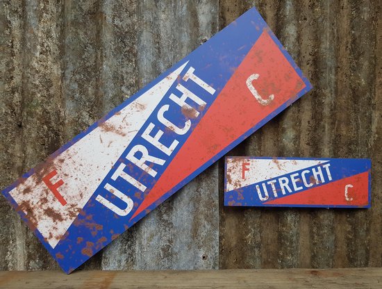 Bord FC Utrecht 60cm met roestlook | Retro | Vintage stijl | bol.com