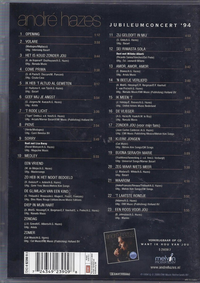 Andre Hazes - Jubileumconcert '94 (Dvd), André Hazes | Dvd's | bol