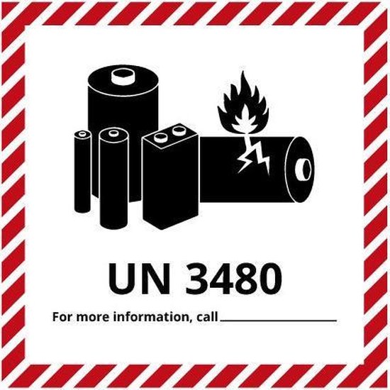 UN3480 sticker lithium-ion batterijen 300 x 300 mm | bol.com