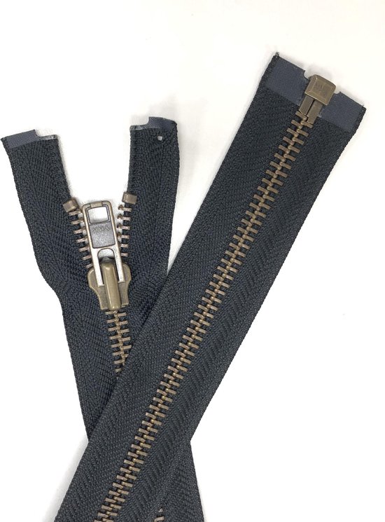 YKK rits, Deelbaar oud messing brons, zwart 70 cm | bol