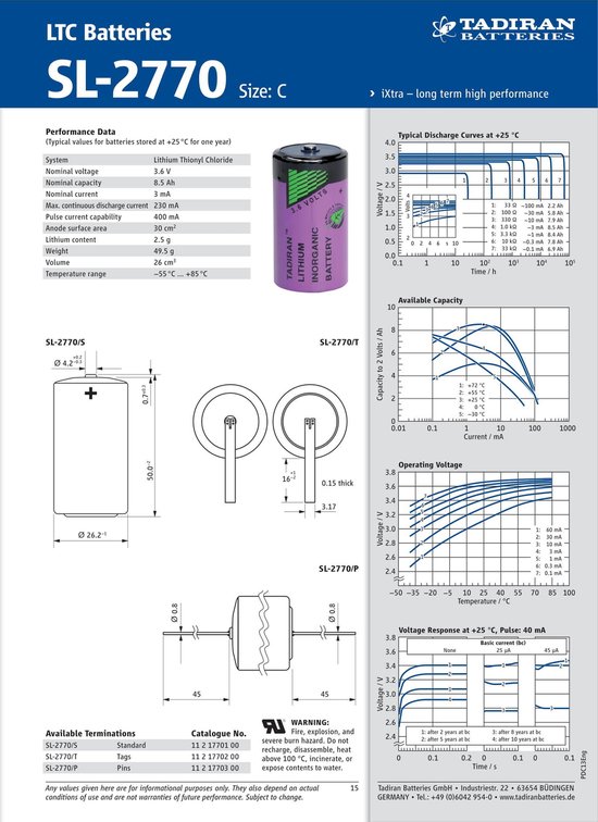 Tadiran SL-770 / SL-2770 / C Lithium batterij 3.6V | bol
