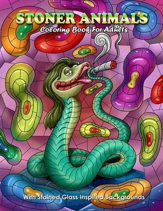 Stoner Animals Coloring Book For Adults With Stained Glass Inspired ...
