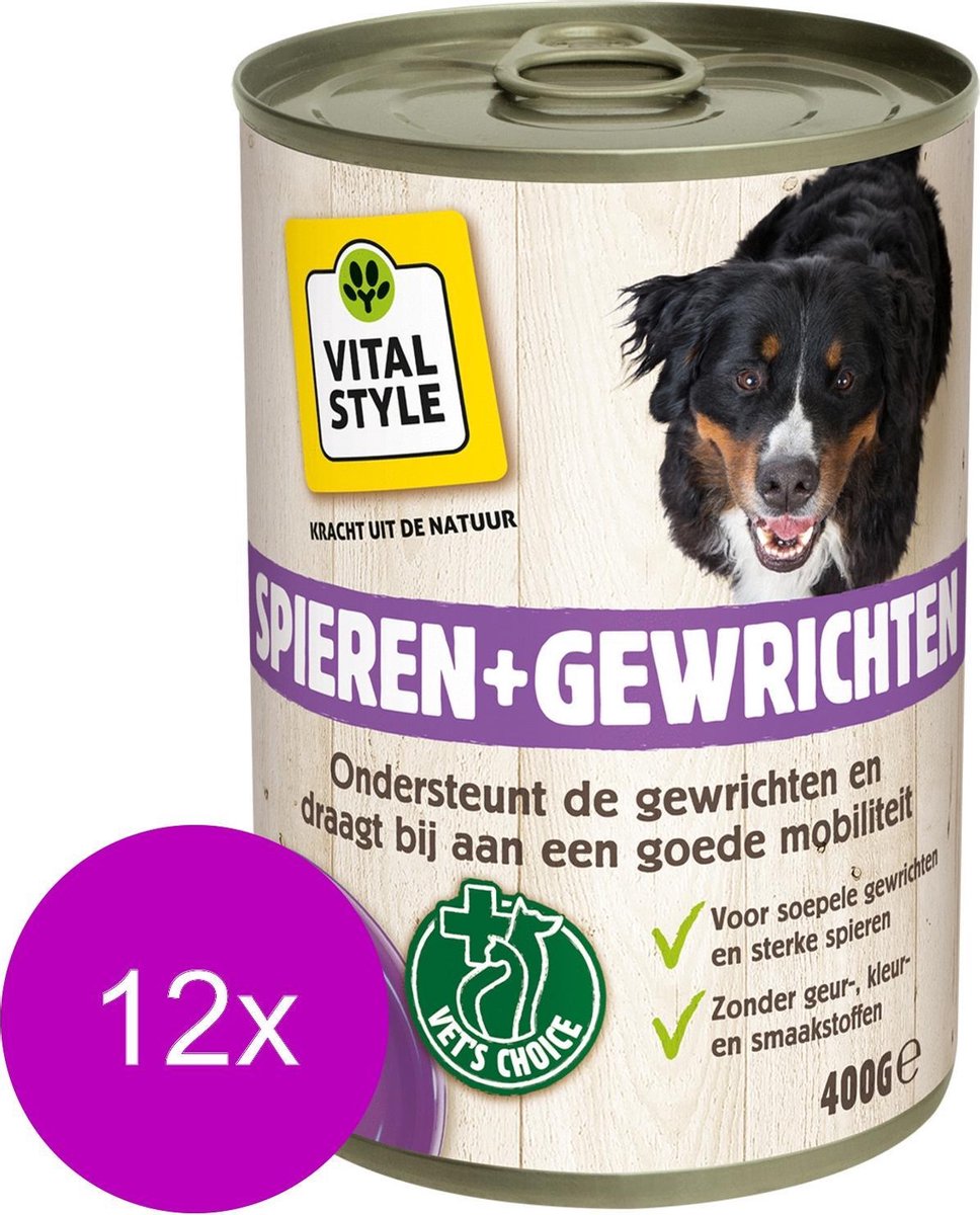 Vitastyle Blik Vitaal Vlees Spieren + Gewrichten - Hondenvoer - 12 x ...