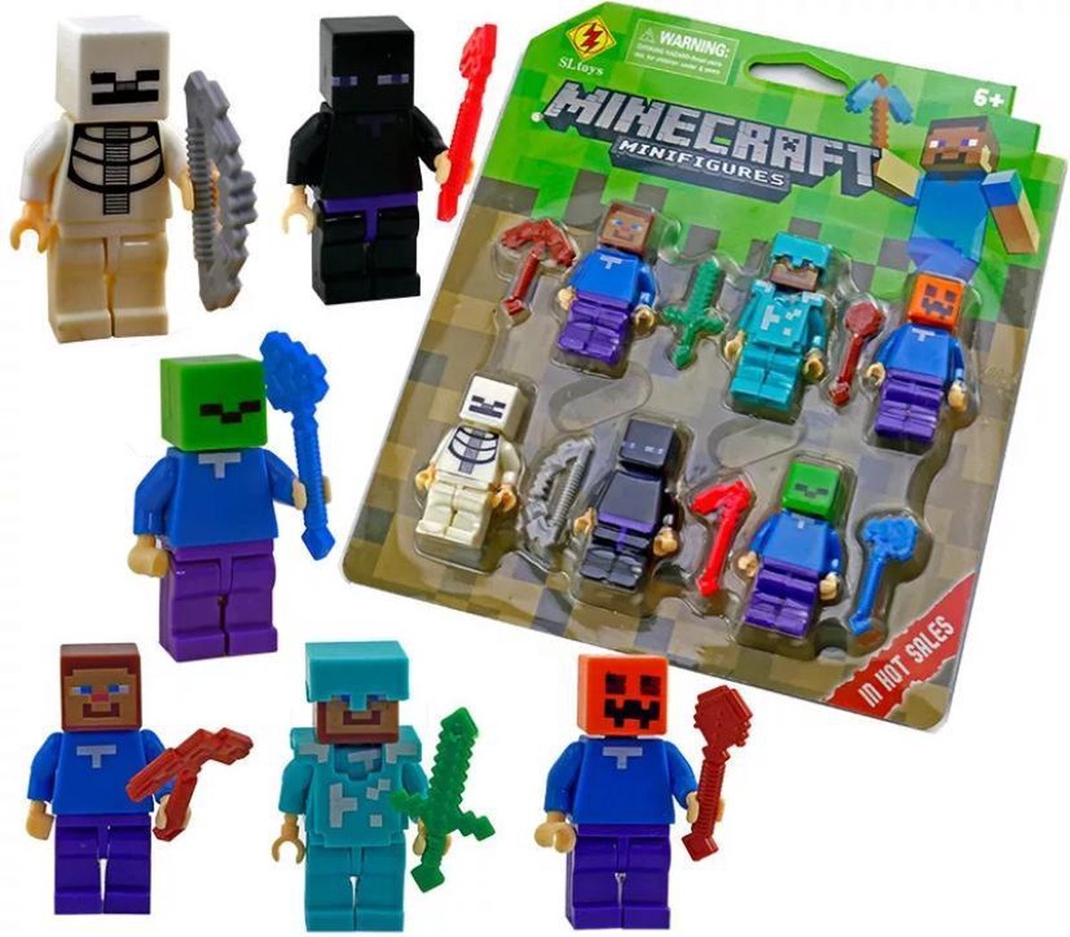 bol.com | Minecraft Leco poppetjes Steve Zombie Skelet Enderman