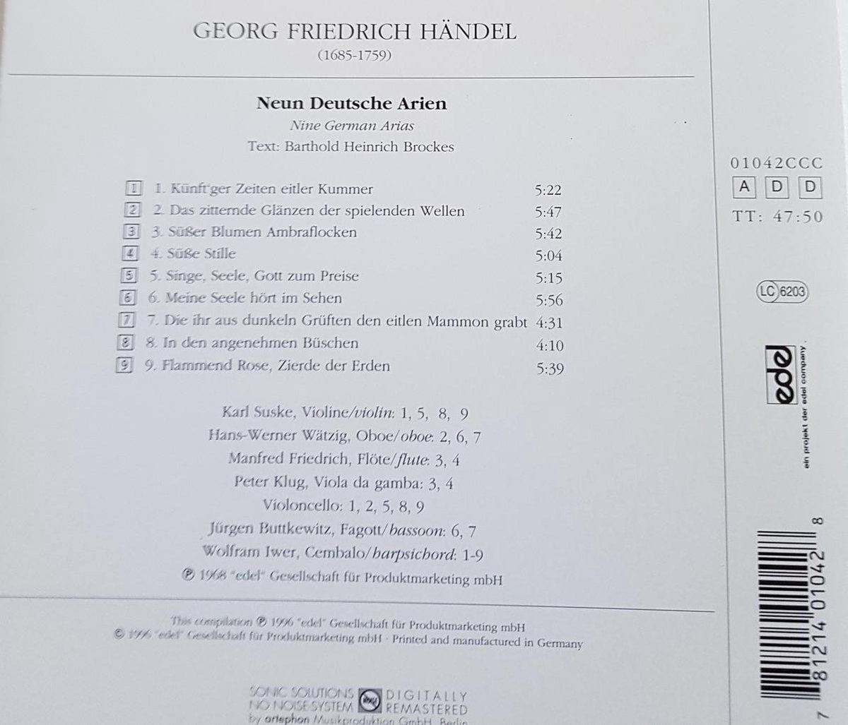 Nine German Arias, G.F. Handel | CD (album) | Muziek | bol.com