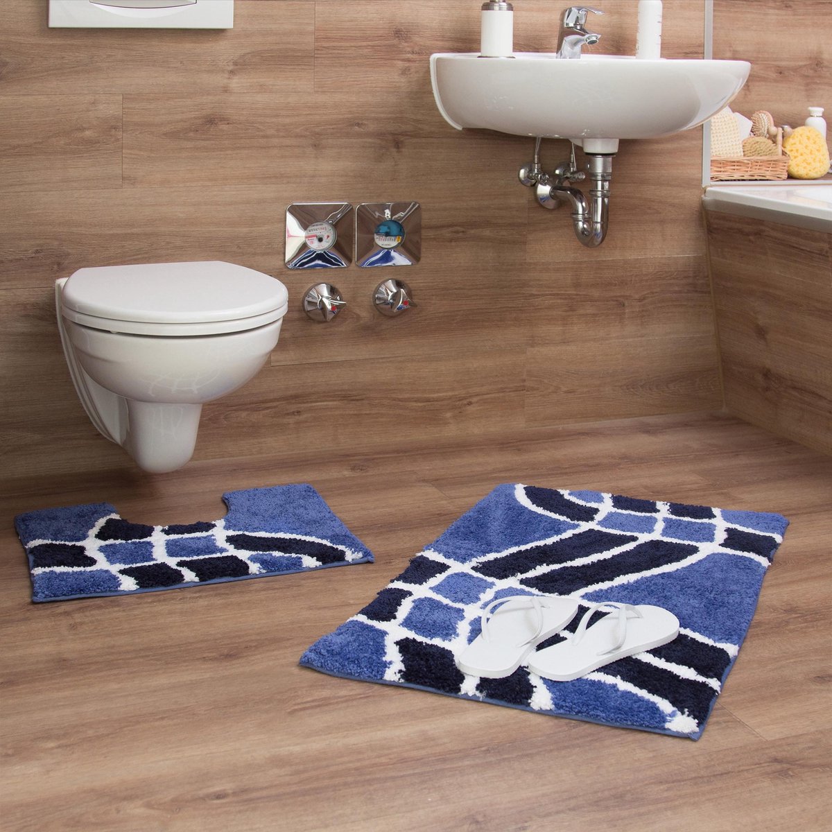 bol.com | relaxdays Badkamermatten 2-delig, Badmat WC-mat, 80 x 50 cm ...