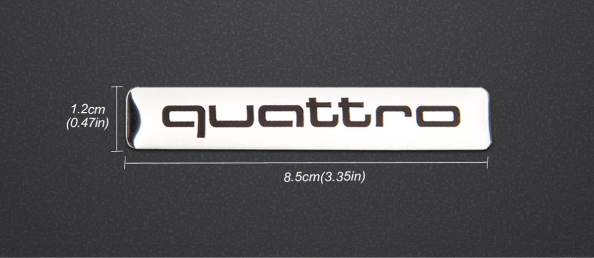 Audi QUATTRO | sticker embleem logo | metaal chrome zwart | achterkant ...