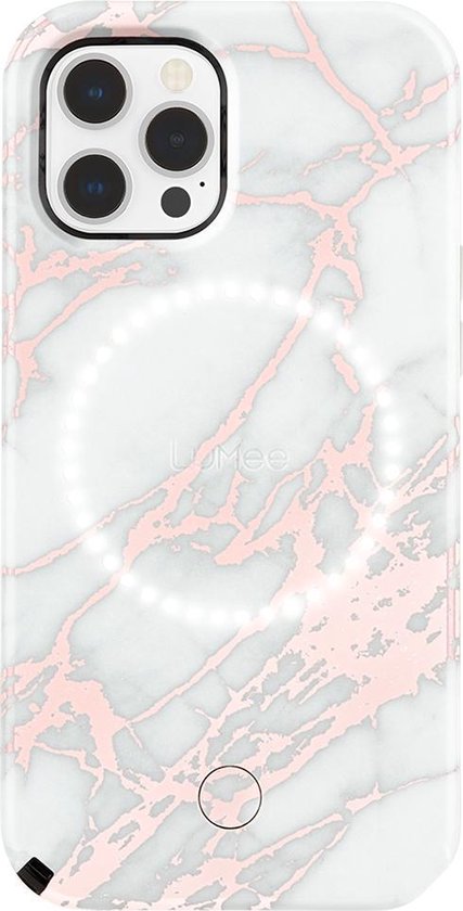 LuMee Duo case met front en back verlichting voor iPhone 12 / 12 Pro - White Marble | bol