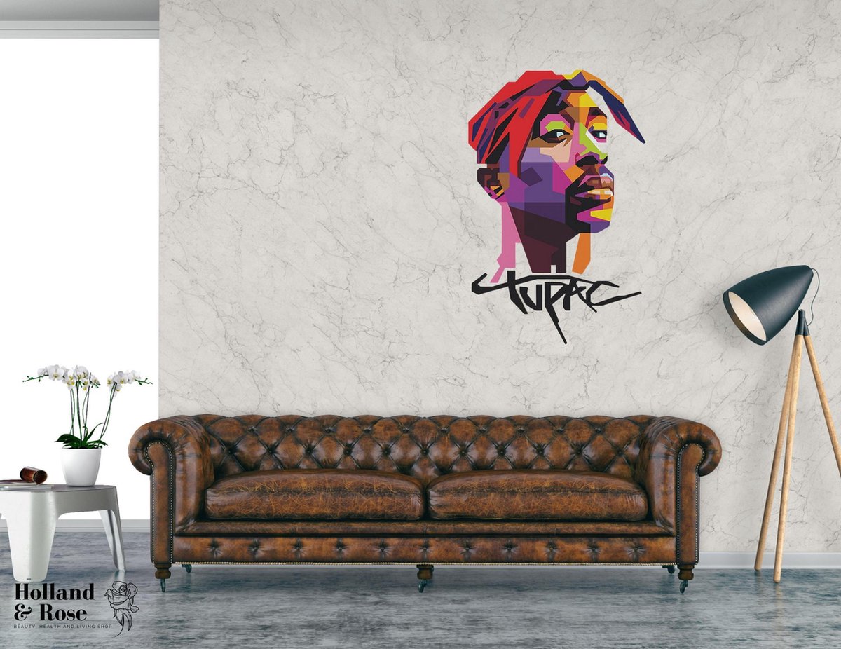 Muursticker 2Pac - Tupac Shakur - Wall paper - Behang sticker - Street ...