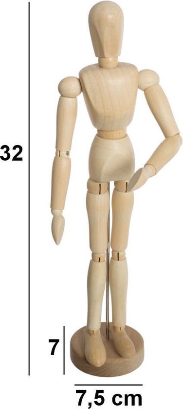 Decopatent® Tekenpop - Houten model Lendenpop - Tekenmodel pop hout ...
