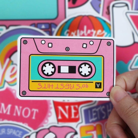 Roze sticker mix voor meisjes met leuke afbeeldingen en teksten - 60 ...