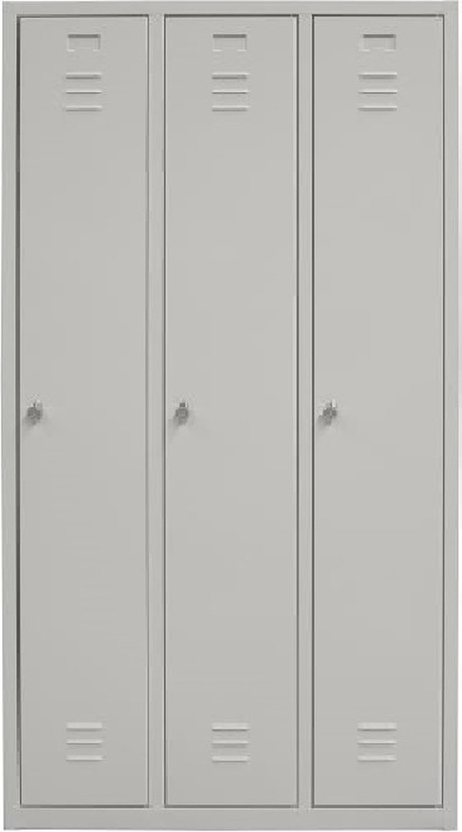 Lockerkast Metalen - lockerkast Grijs - 3 deurs 3 delig - met slot ...