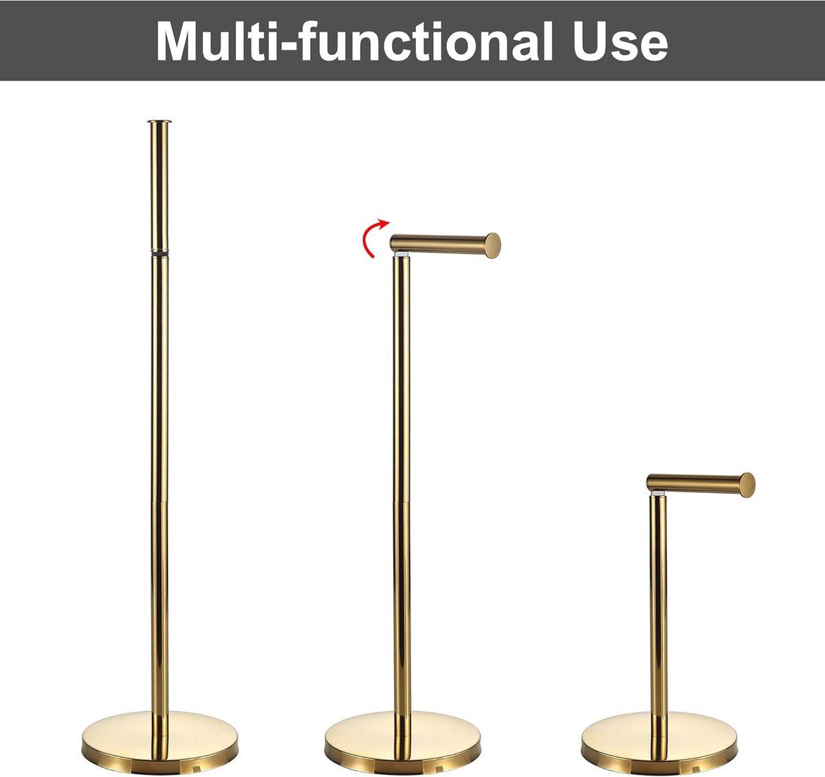 Gouden staande toiletrolhouder, staande toiletrolhouder van 304 ...