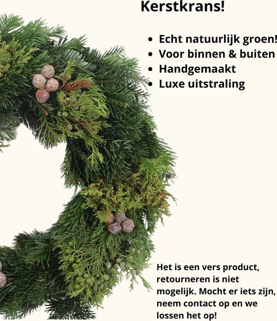 Krans - Nobilis Kerst krans - Deurkrans - Krans landelijk - Echt groen ...