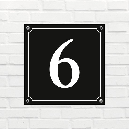 Huisnummerbord Klassiek - Nummer 6 - 14 x 11 cm - incl. bevestiging ...