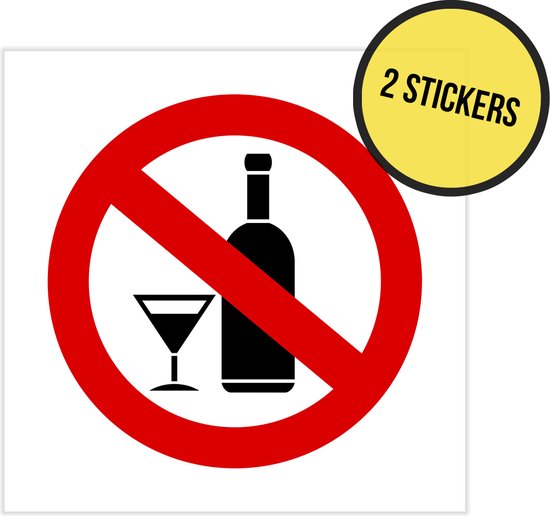 Pictogram/ stickers (2x) | Alcohol verboden | 10 x 10 cm | Verbodsbord ...
