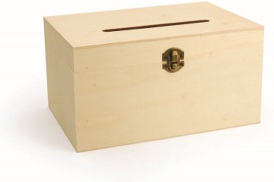 Graine Creative houten kist met gleuf decoratiebox 24x16x13 cm. | bol