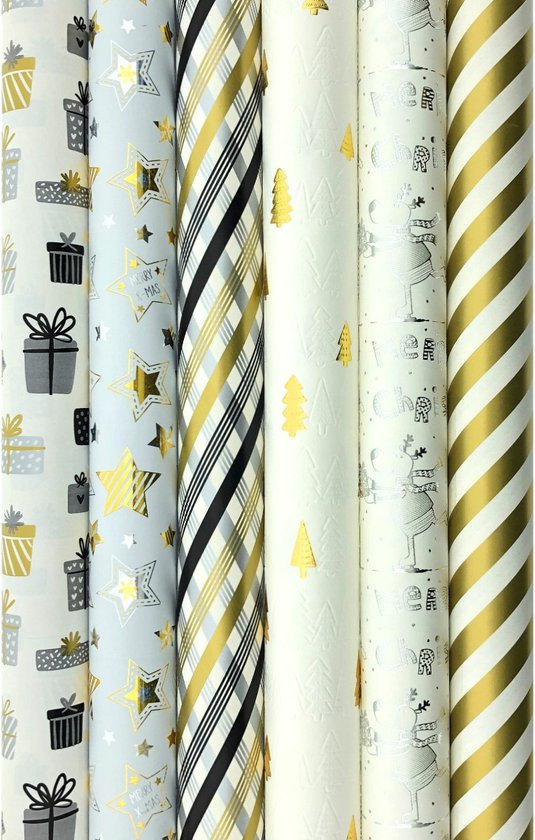 GOLD and SILVER cadeaupapier - Kerstpapier inpakpapier voor Kerst - 3 ...