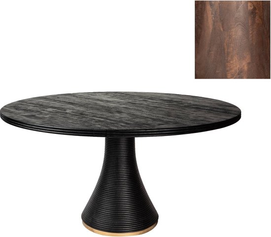 PTMD Arca rib dining table Brown/ Gold | bol