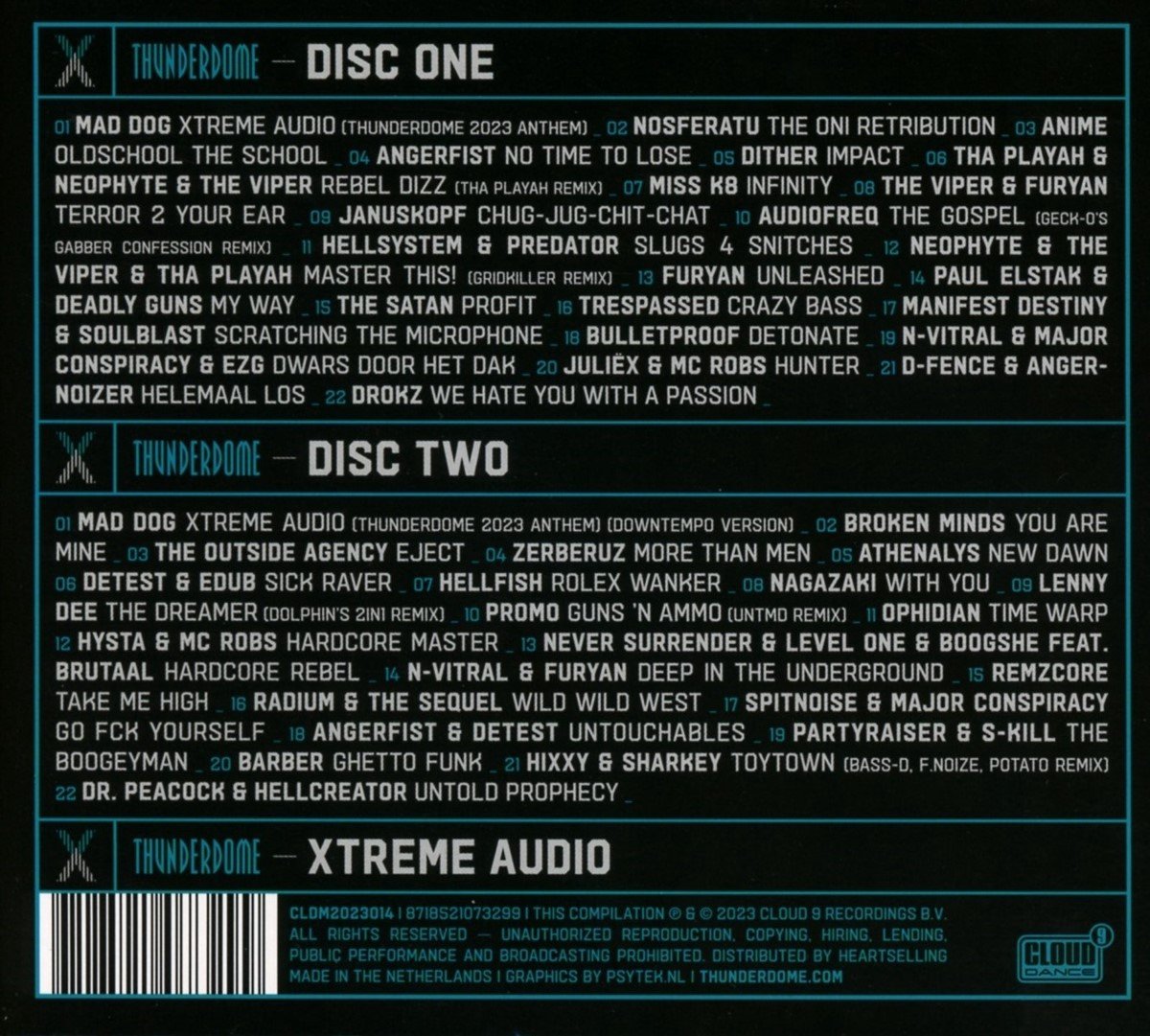 Various Artists - Thunderdome 2023 Xtreme Audio (2 CD), Thunderdome ...