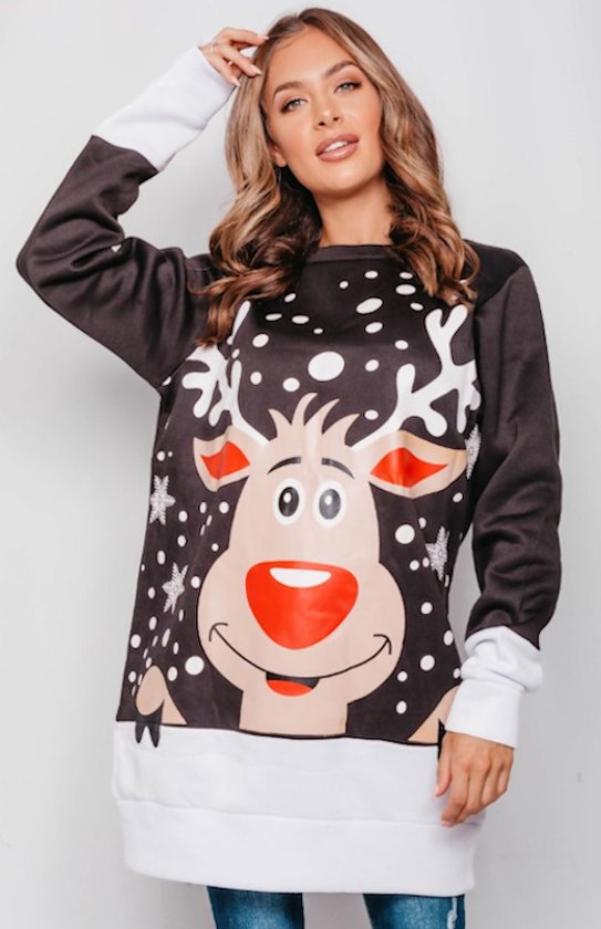 Sweater Jurk Rendier Zwart - Dames | bol