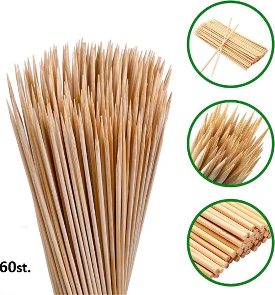 Bamboe prikkers - BBQ Prikkers - Deluxe bamboe prikkers - 60 stuks - 20 ...