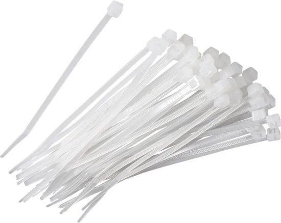 Tie Wraps 200 x 7,6mm - Transparant - 100 Stuks - UV-bestendig | bol